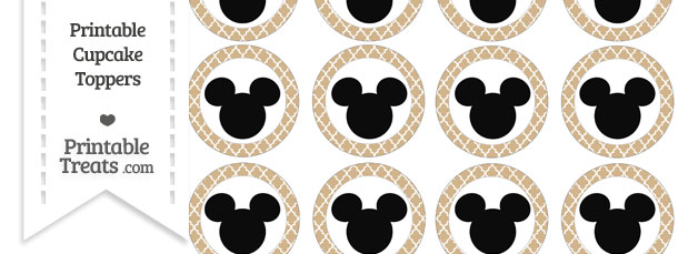 Free Tan Moroccan Tile Mickey Mouse Cupcake Toppers — Printable Treats.com