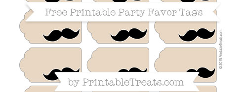 Tan Mustache Party Favor Tags — Printable Treats.com