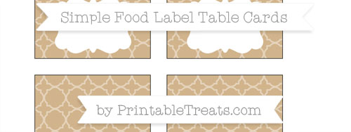 Free Tan Quatrefoil Pattern Simple Food Labels — Printable Treats.com