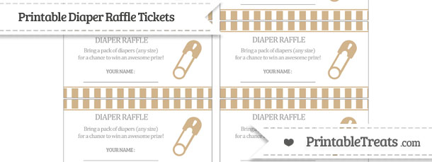 Free Tan Striped Diaper Pin Diaper Raffle Tickets — Printable Treats.com