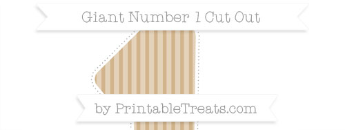 Tan Thin Striped Pattern Giant Number 1 Cut Out — Printable Treats.com