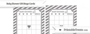 Taupe Grey Diagonal Striped Baby Shower Gift Bingo Cards — Printable ...