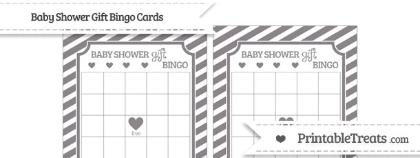 Taupe Grey Diagonal Striped Baby Shower Gift Bingo Cards — Printable ...