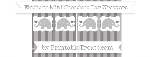 Taupe Grey Striped Elephant Mini Chocolate Bar Wrappers — Printable ...