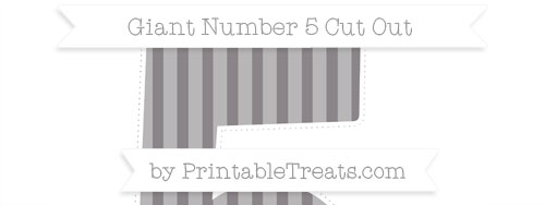 Taupe Grey Striped Giant Number 5 Cut Out — Printable Treats.com
