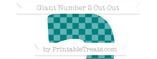 Teal Checker Pattern Giant Number 2 Cut Out — Printable Treats.com