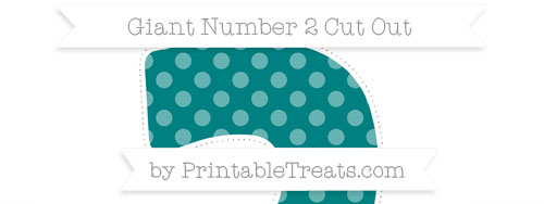 Teal Dotted Pattern Giant Number 2 Cut Out — Printable Treats.com