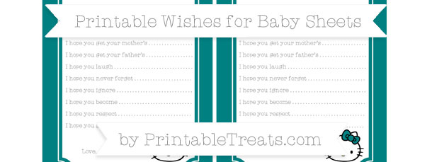 Teal Hello Kitty Wishes for Baby Sheets — Printable Treats.com
