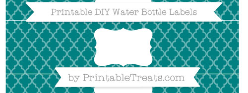 Teal Moroccan Tile DIY Water Bottle Labels — Printable Treats.com