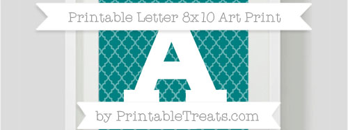 Teal Moroccan Tile Letter A 8×10 Art Print — Printable Treats.com