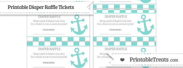 Free Tiffany Blue Checker Pattern Nautical Diaper Raffle Tickets ...