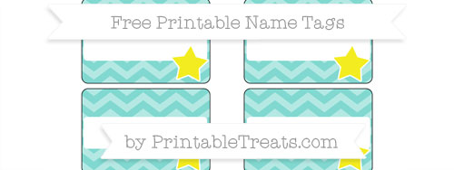 Free Tiffany Blue Chevron Star Name Tags — Printable Treats.com