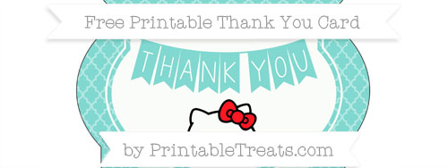 Tiffany Blue Moroccan Tile Hello Kitty Thank You Card — Printable ...