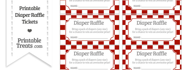 Free Turkey Red Checker Pattern Diaper Raffle Tickets — Printable ...