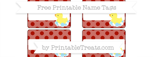 Free Turkey Red Polka Dot Baby Duck Name Tags — Printable Treats.com