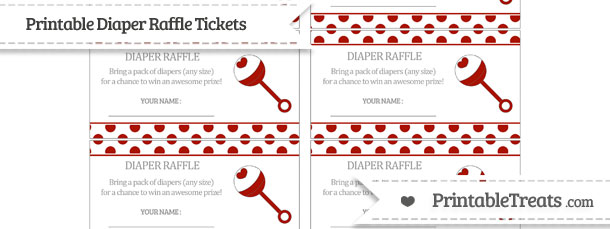 Free Turkey Red Polka Dot Baby Rattle Diaper Raffle Tickets — Printable ...