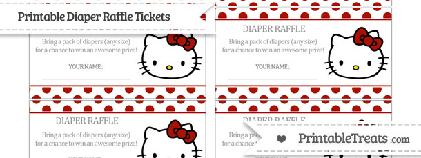 Free Turkey Red Polka Dot Hello Kitty Diaper Raffle Tickets — Printable ...