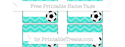 Free Turquoise Chevron Soccer Name Tags — Printable Treats.com