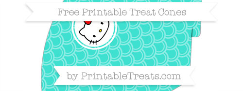 Free Turquoise Fish Scale Pattern Hello Kitty Treat Cone — Printable ...