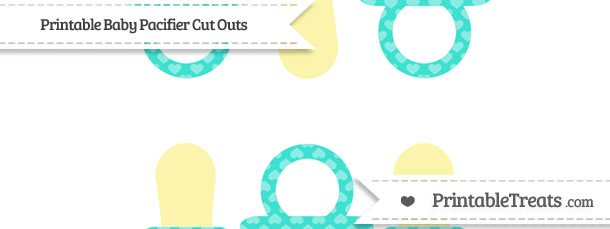 Turquoise Heart Pattern Small Baby Pacifier Cut Outs — Printable Treats.com