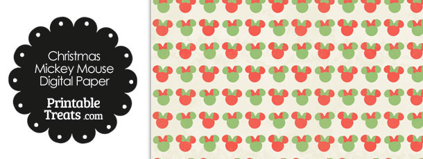 Vintage Minnie Mouse Christmas Digital Scrapbook Paper — Printable ...