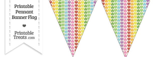 Vintage Rainbow Hearts Pennant Banner Flag — Printable Treats.com