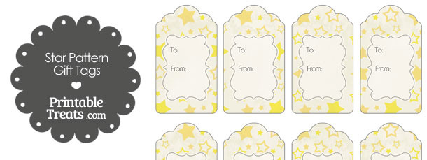 Vintage Yellow Star Pattern Gift Tags — Printable Treats.com