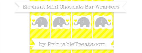 Yellow Diagonal Striped Elephant Mini Chocolate Bar Wrappers ...