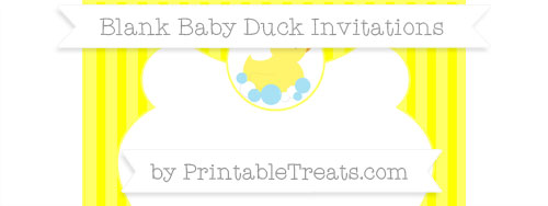 Free Yellow Thin Striped Pattern Blank Baby Duck Invitation — Printable ...