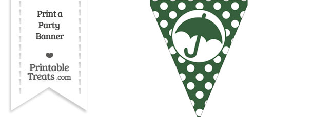 Hunter Green Polka Dot Pennant Flag with Umbrella — Printable Treats.com