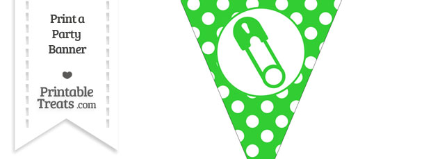 Lime Green Polka Dot Pennant Flag with Diaper Pin Facing Left ...