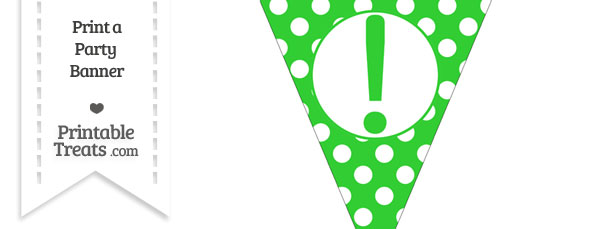 Lime Green Polka Dot Pennant Flag with Exclamation Mark — Printable ...