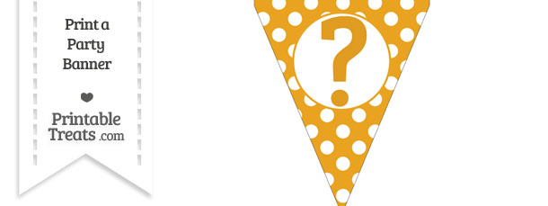Marigold Polka Dot Pennant Flag with Question Mark — Printable Treats.com