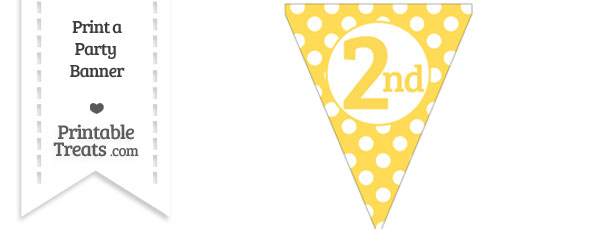 Mustard Yellow Polka Dot Pennant Flag Ordinal Number 2nd — Printable ...