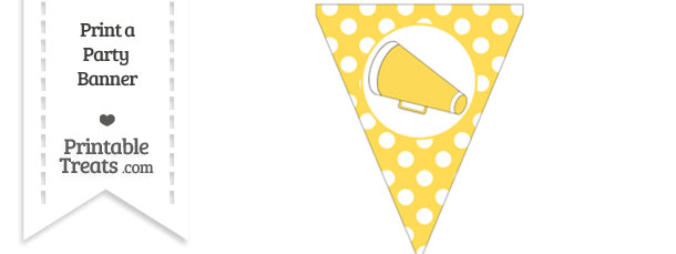 Mustard Yellow Polka Dot Pennant Flag with Cheer Megaphone Facing Left ...