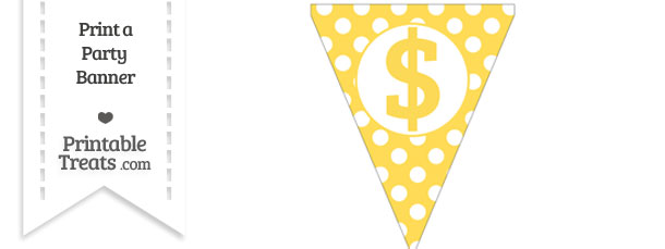 Mustard Yellow Polka Dot Pennant Flag with Dollar Sign — Printable ...
