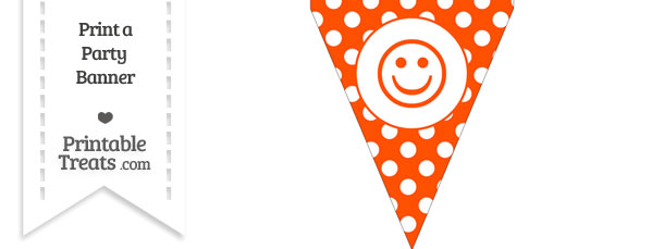 Orange Polka Dot Pennant Flag with Smiley Face — Printable Treats.com