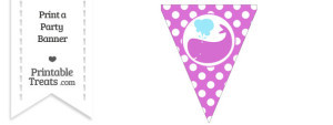 Orchid Polka Dot Pennant Flag with Whale Facing Left — Printable Treats.com