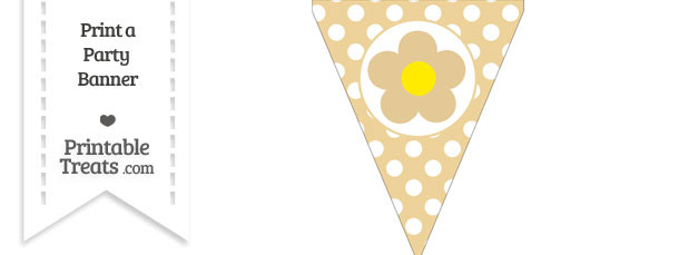 Pastel Bright Orange Polka Dot Pennant Flag with Flower — Printable ...