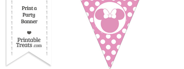 Pastel Bubblegum Pink Polka Dot Pennant Flag with Minnie Mouse ...
