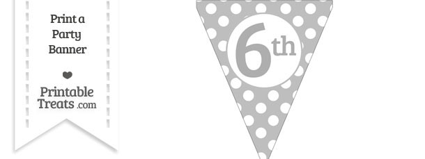 Pastel Light Grey Polka Dot Pennant Flag Ordinal Number 6th — Printable ...