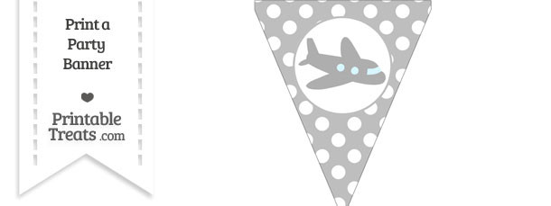 Pastel Light Grey Polka Dot Pennant Flag with Airplane Facing Right ...