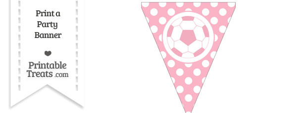 Pastel Light Pink Polka Dot Pennant Flag with Soccer Ball — Printable ...