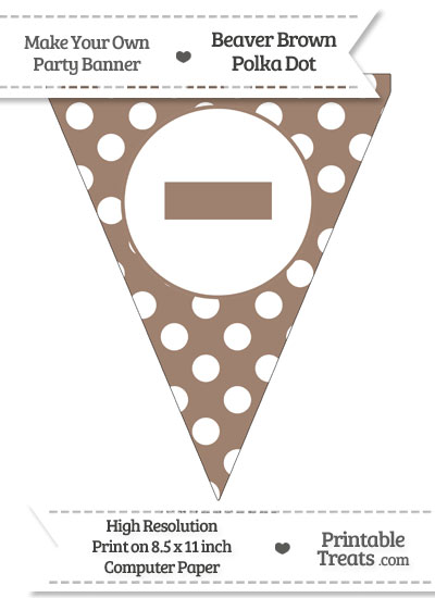 Beaver Brown Polka Dot Pennant Flag with Dash — Printable Treats.com