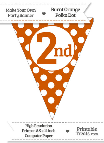 Burnt Orange Polka Dot Pennant Flag Ordinal Number 2nd — Printable ...