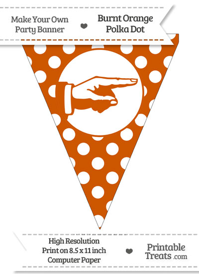 Burnt Orange Polka Dot Pennant Flag with Hand Pointing Right ...