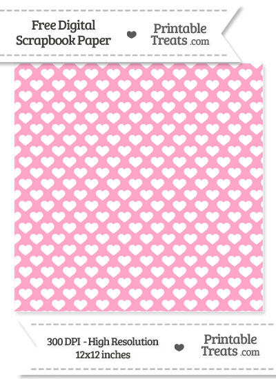 Carnation Pink Heart Pattern Digital Paper — Printable Treats.com