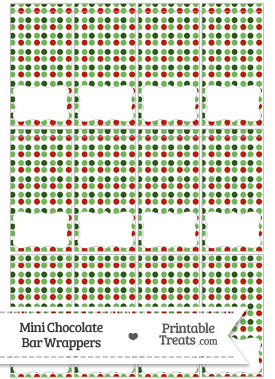 Christmas Dots Mini Chocolate Bar Wrappers — Printable Treats.com