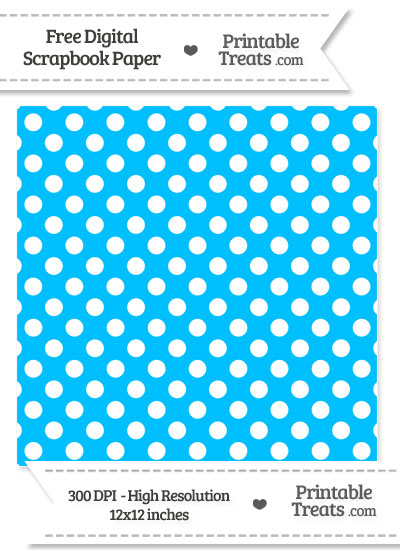 Deep Sky Blue Large Polka Dots Digital Paper — Printable Treats.com