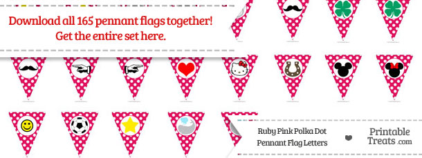 Ruby Pink Polka Dot Pennant Flag Ordinal Number 1st — Printable Treats.com